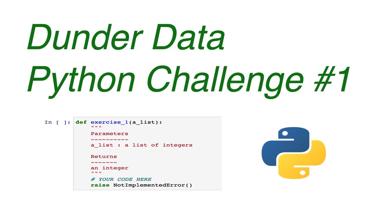 Dunder Data Python Challenge 1 Youtube