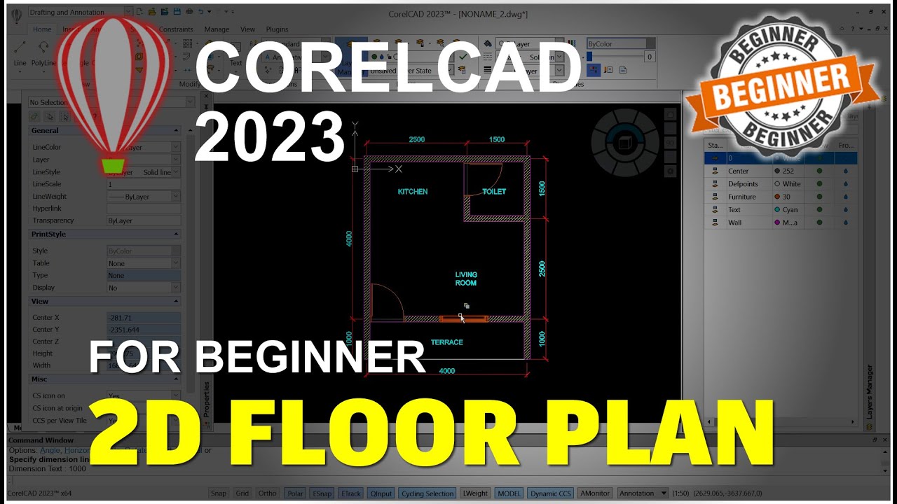 Corelcad 2023 Basic Floor Plan Tutorial For Beginner Youtube