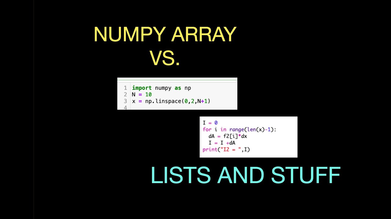 Python Numpy Arrays Vs Lists Youtube