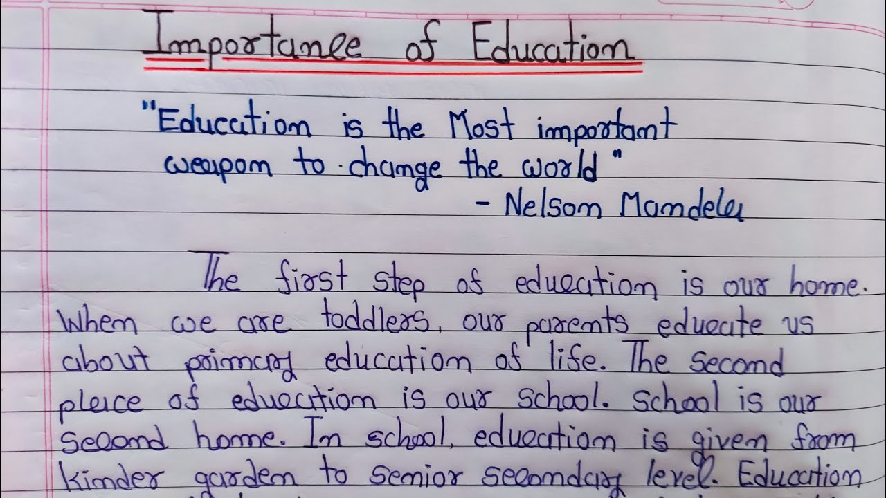 Importance Of Education Essay In English Essay On Importance Of