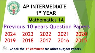 Ap Inter 1st Year Maths 1a 2025 March Question Papers Ipe Andhra Inter