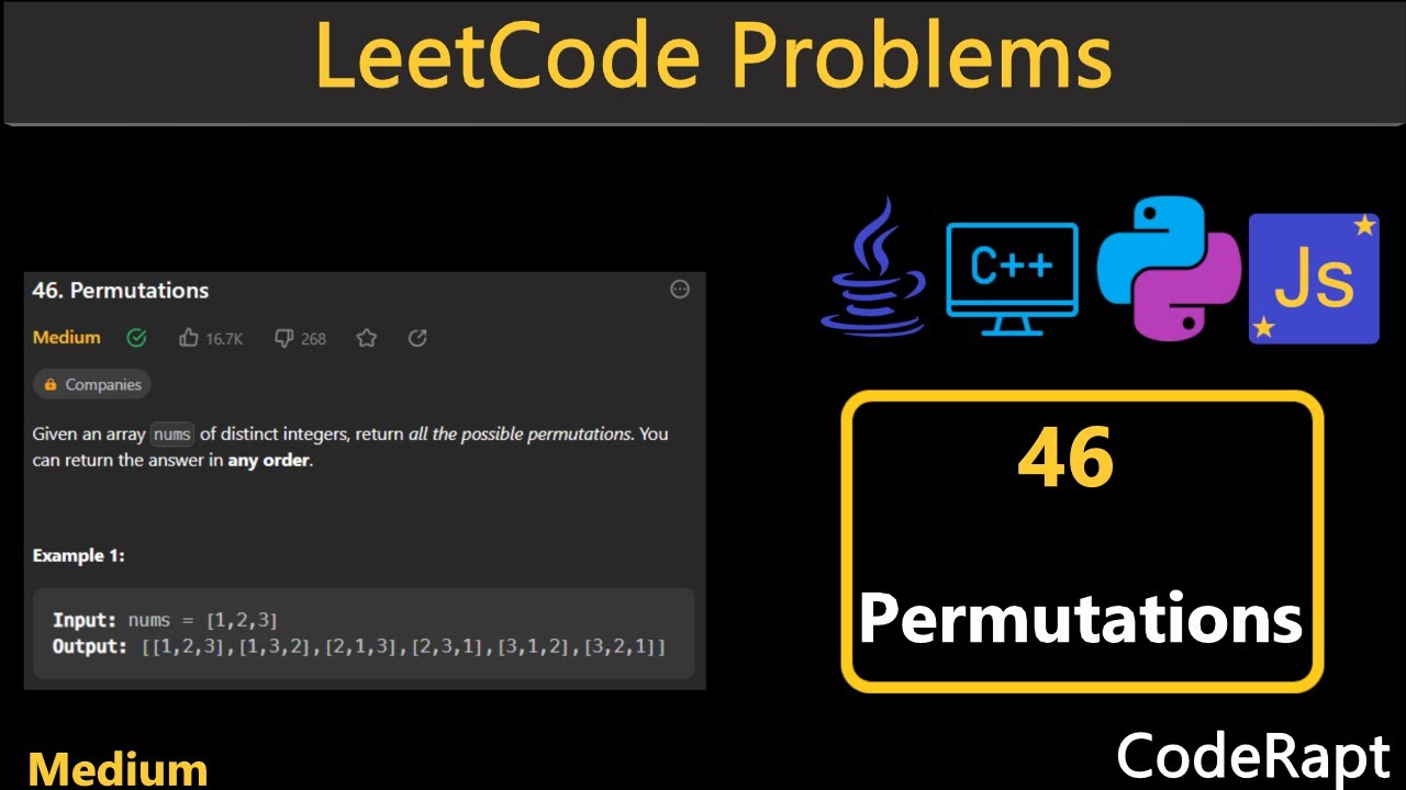Permutations Leetcode Q 46 Python C Java Javascript
