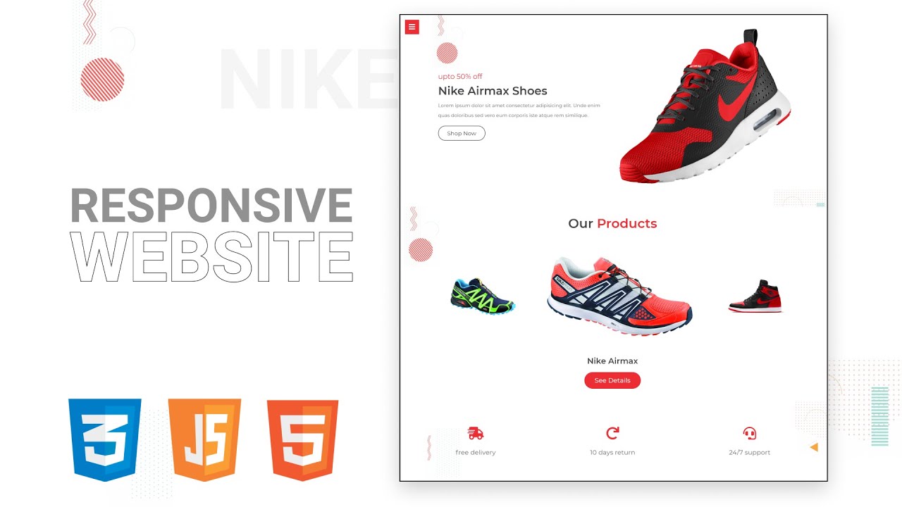 Create A Responsive Shoe Landing Page Website Design Html Css
