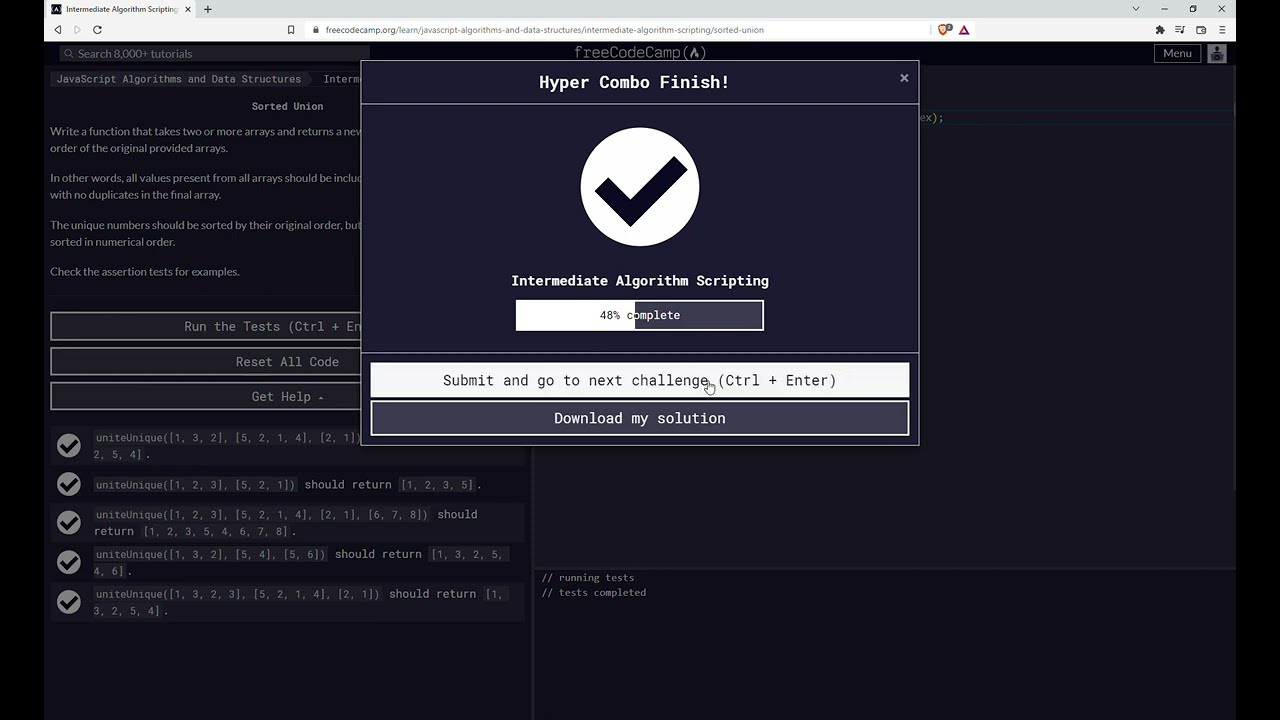 Intermediate Algorithm Scripting 10 21 Sorted Union Freecodecamp