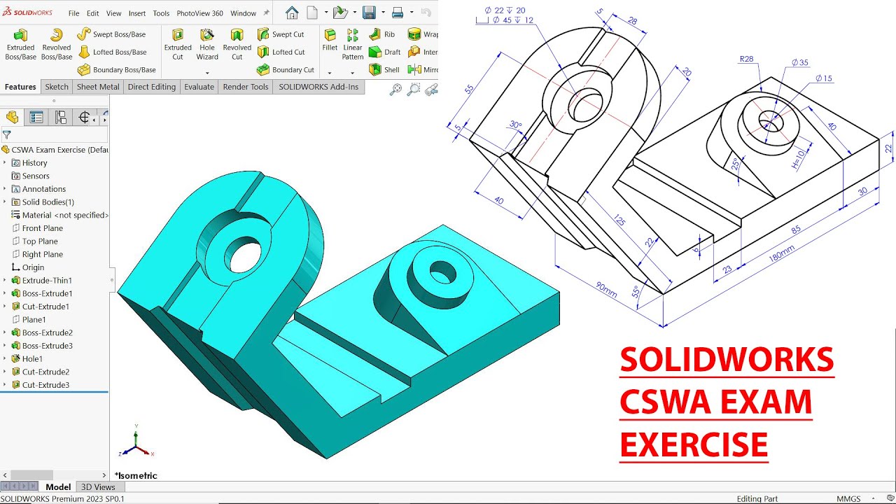 Certified Solidworks Associate Cswa Sample Exam Exercise Youtube