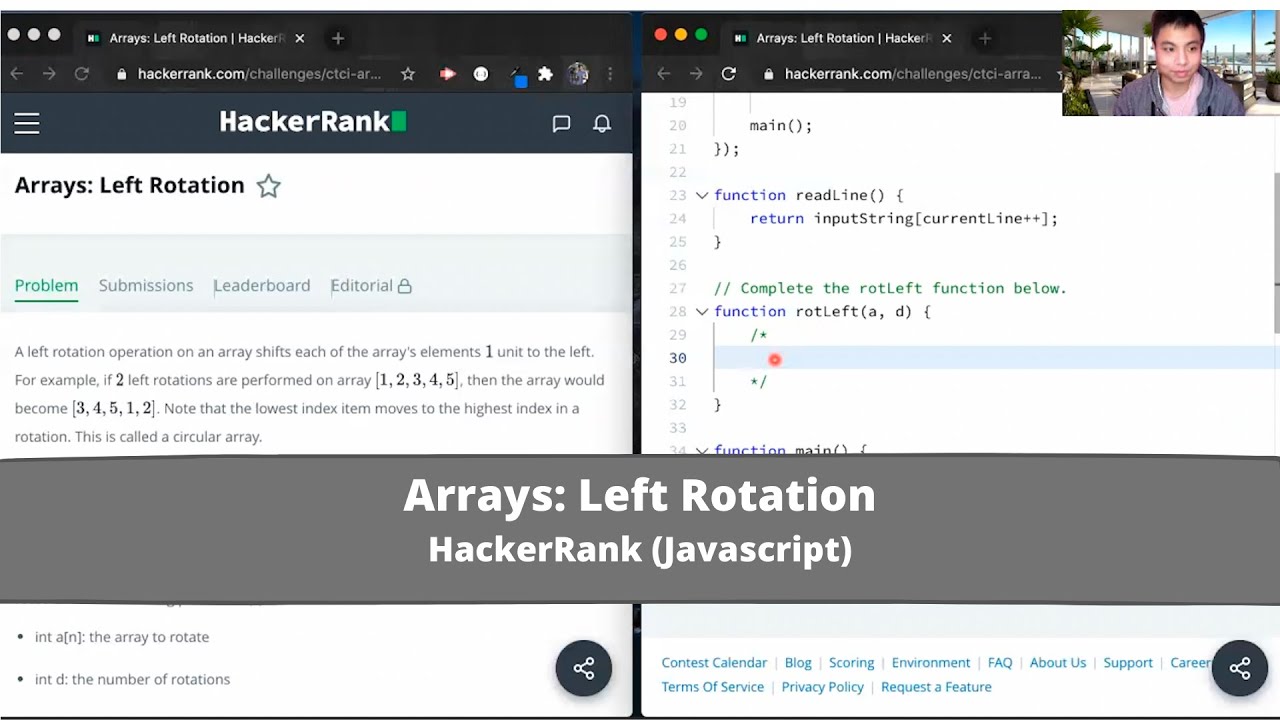 How To Solve Left Rotation On Hackerrank Javascript Arrays Youtube