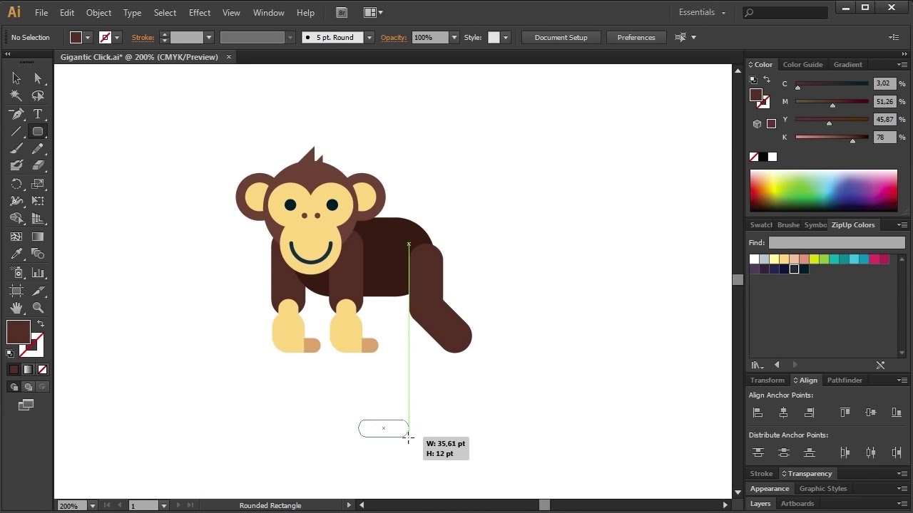 Speed Drawing How To Draw Funny Monkey Adobe Illustrator Youtube