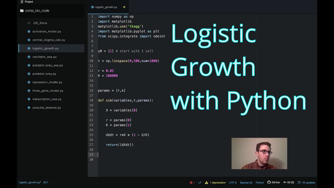 Python Code For Logistic Growth Model Youtube