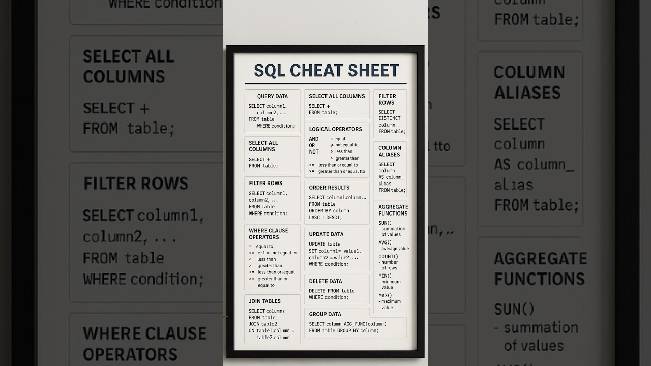 Sql Cheat Sheet Sql Cheatsheet Roadmap Co Coder Quadexcel