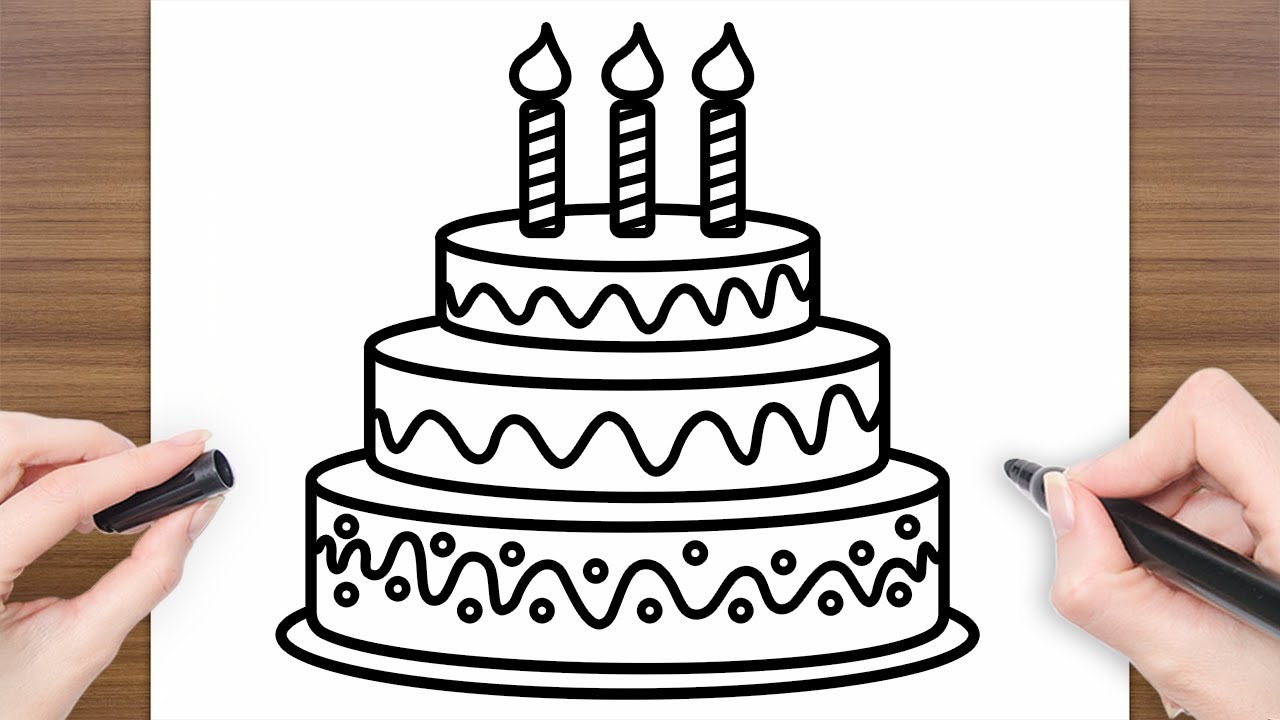 Birthday Cake Drawing Step By Step Easy Art Tutorial Drawing For