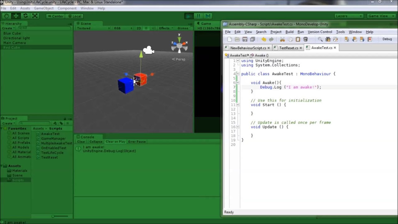 Usingunity Unity Life Cycle Part1 Youtube