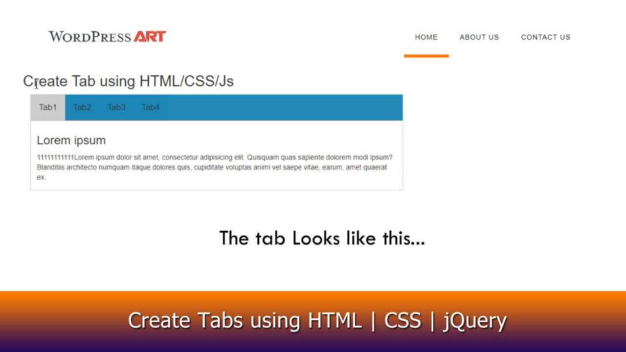 Create Tabs Using Html Css Jquery Youtube