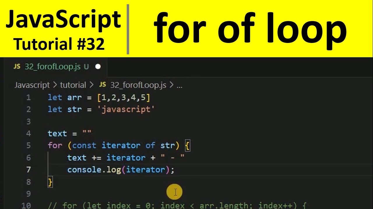 Javascript Tutorial 32 For Of Loop In Javascript Programming For