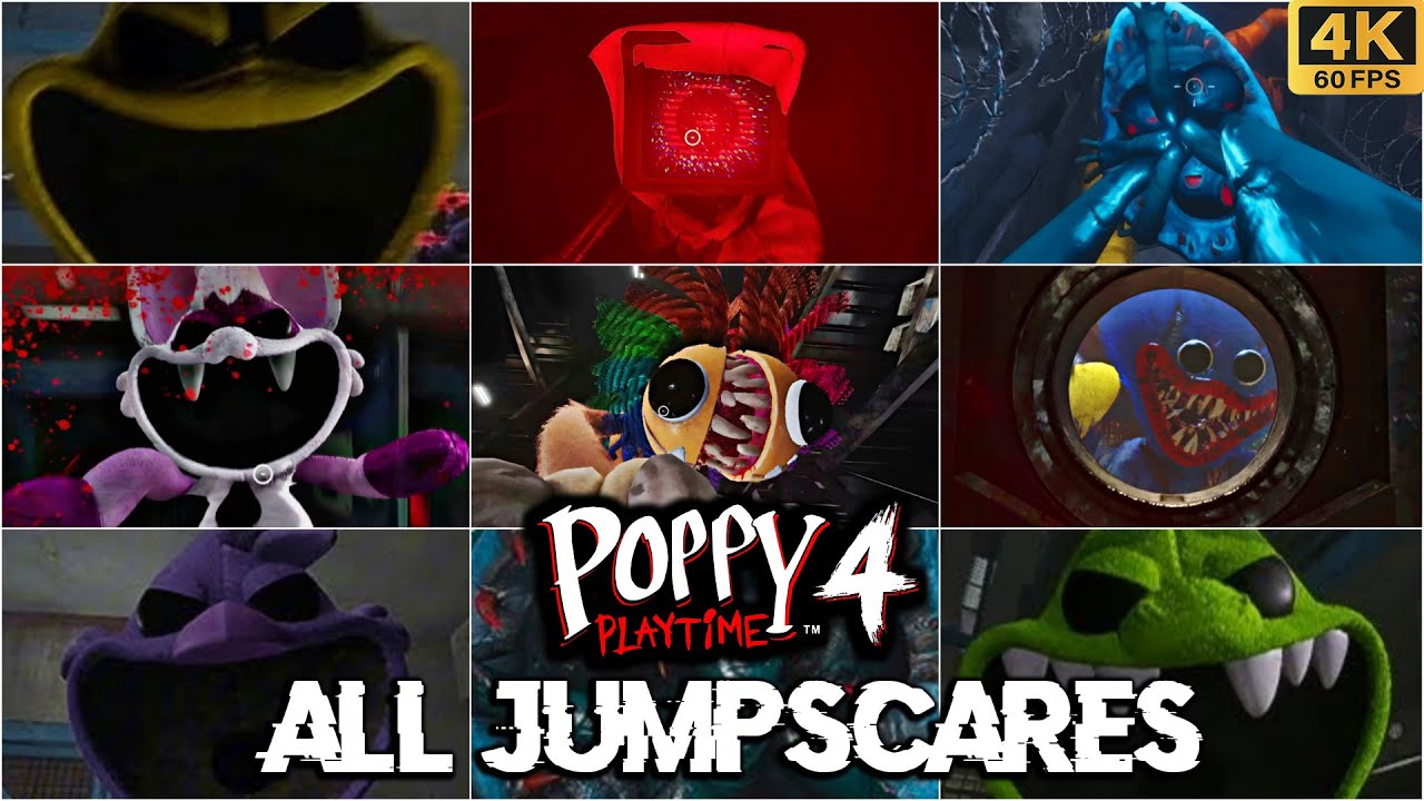 Poppy Playtime Chapter 4 All Jumpscares Scary Moments 4k60fps