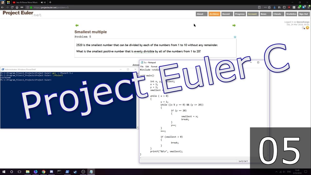 Project Euler In C 5 Smallest Multiple Youtube