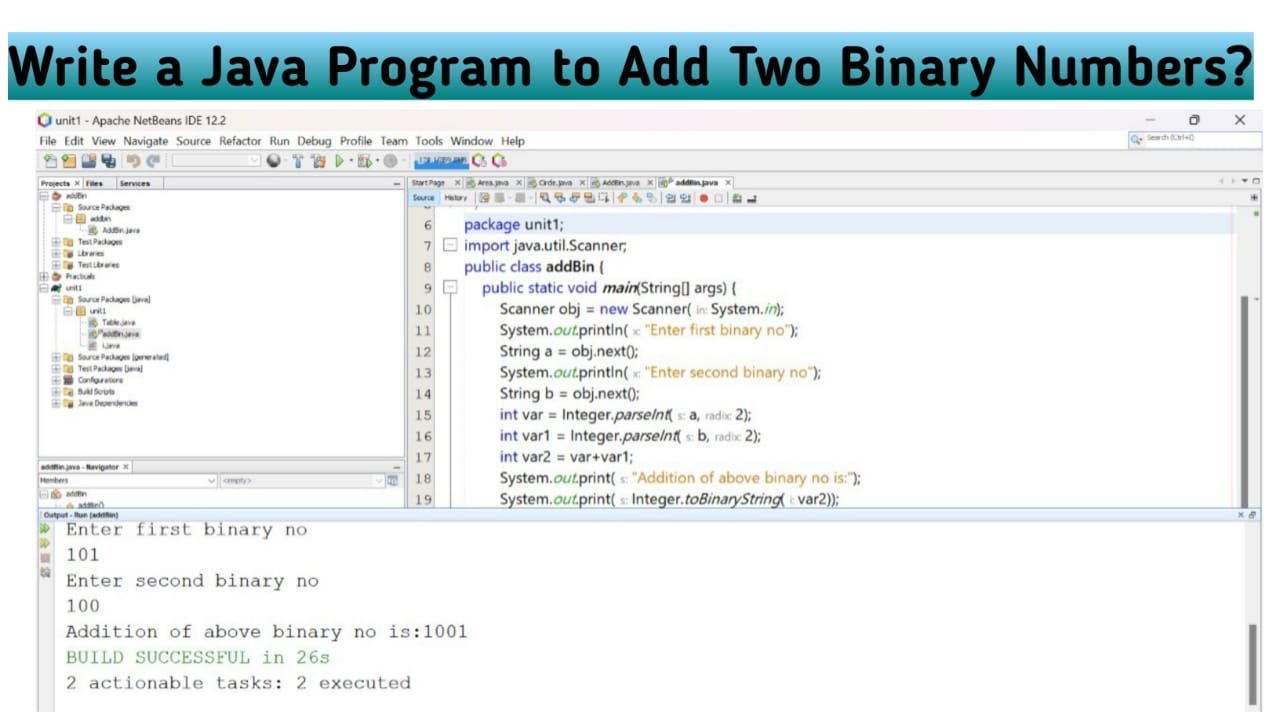 Write A Java Program To Add Two Binary Numbers Adding Two Binary