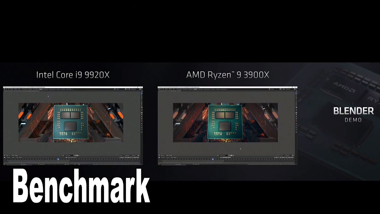 Intel I9 9920x Vs Amd Ryzen 9 3900x Blender Demo Hd 1080p Youtube