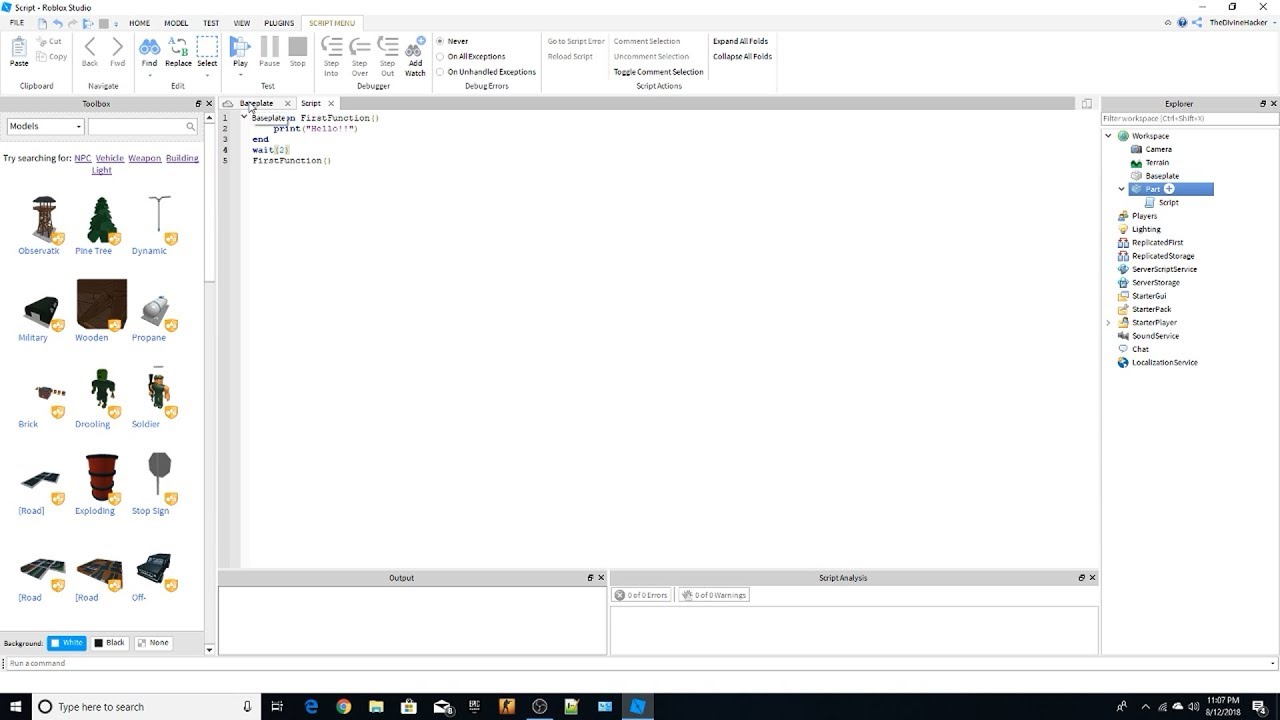 Roblox Basic Functions Youtube