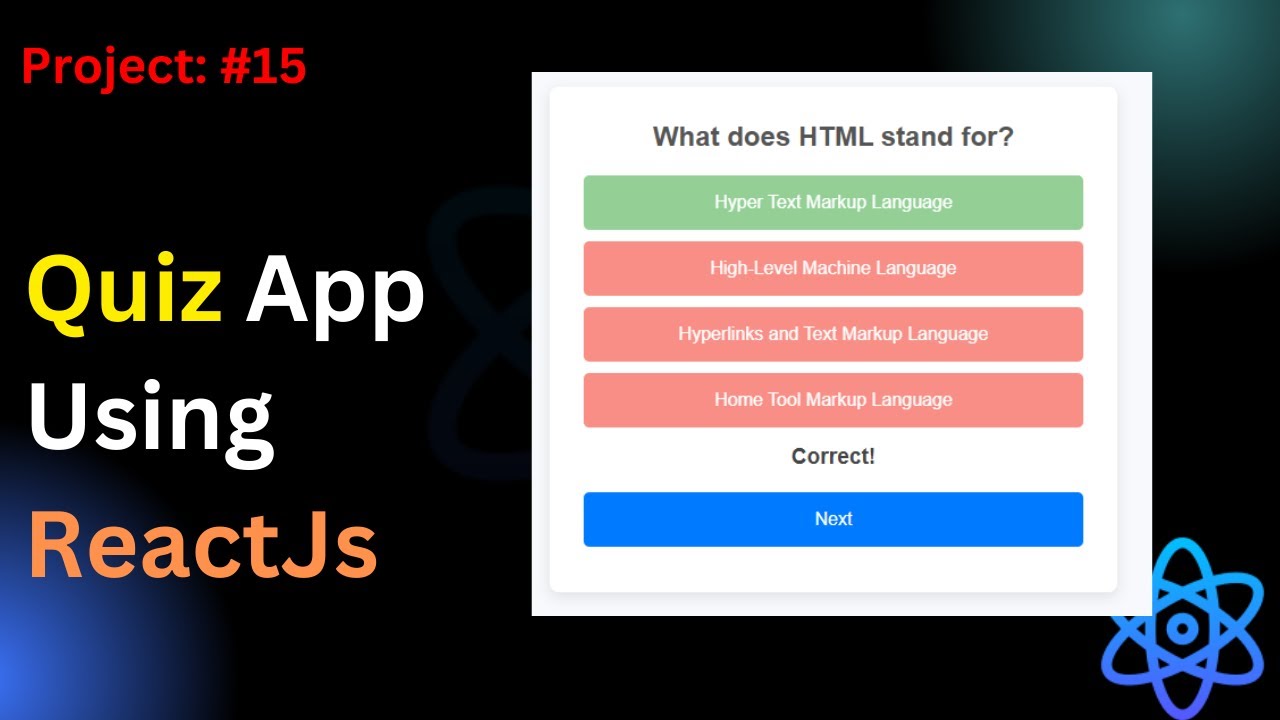 Project 15 Build Quiz App Using React Js Youtube