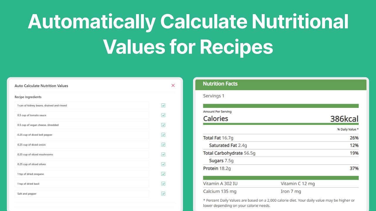 Automatically Calculate Nutritional Values For Recipes Wp Delicious