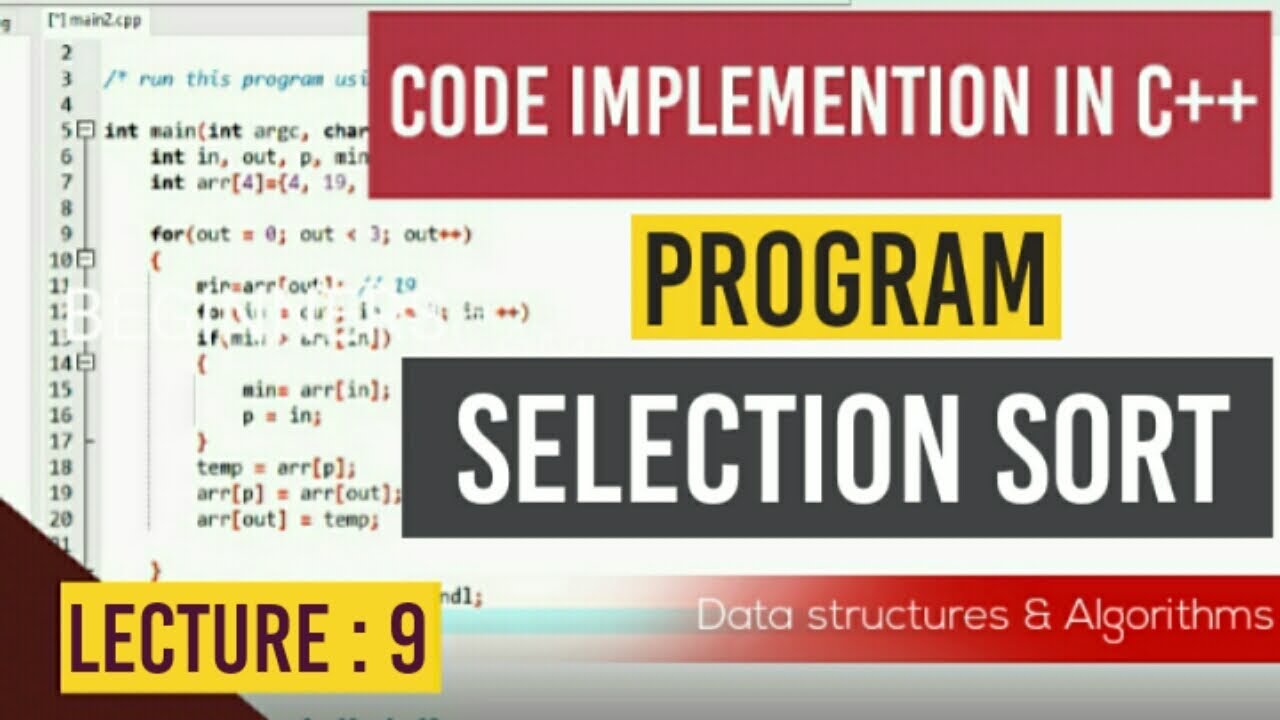 Selection Sort Program In C In Hindi Urdu Youtube