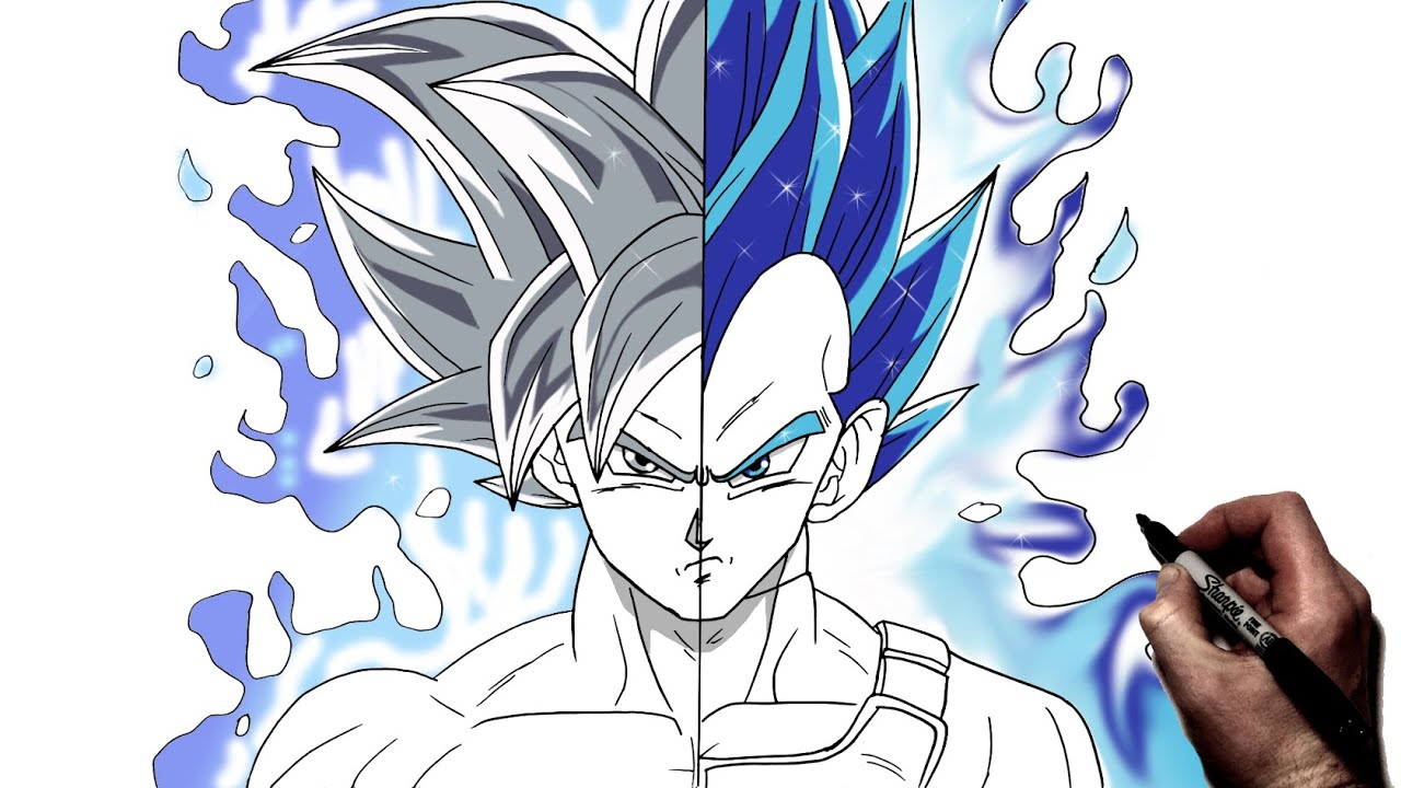 How To Draw Goku Vegeta Step By Step Dragonball Youtube