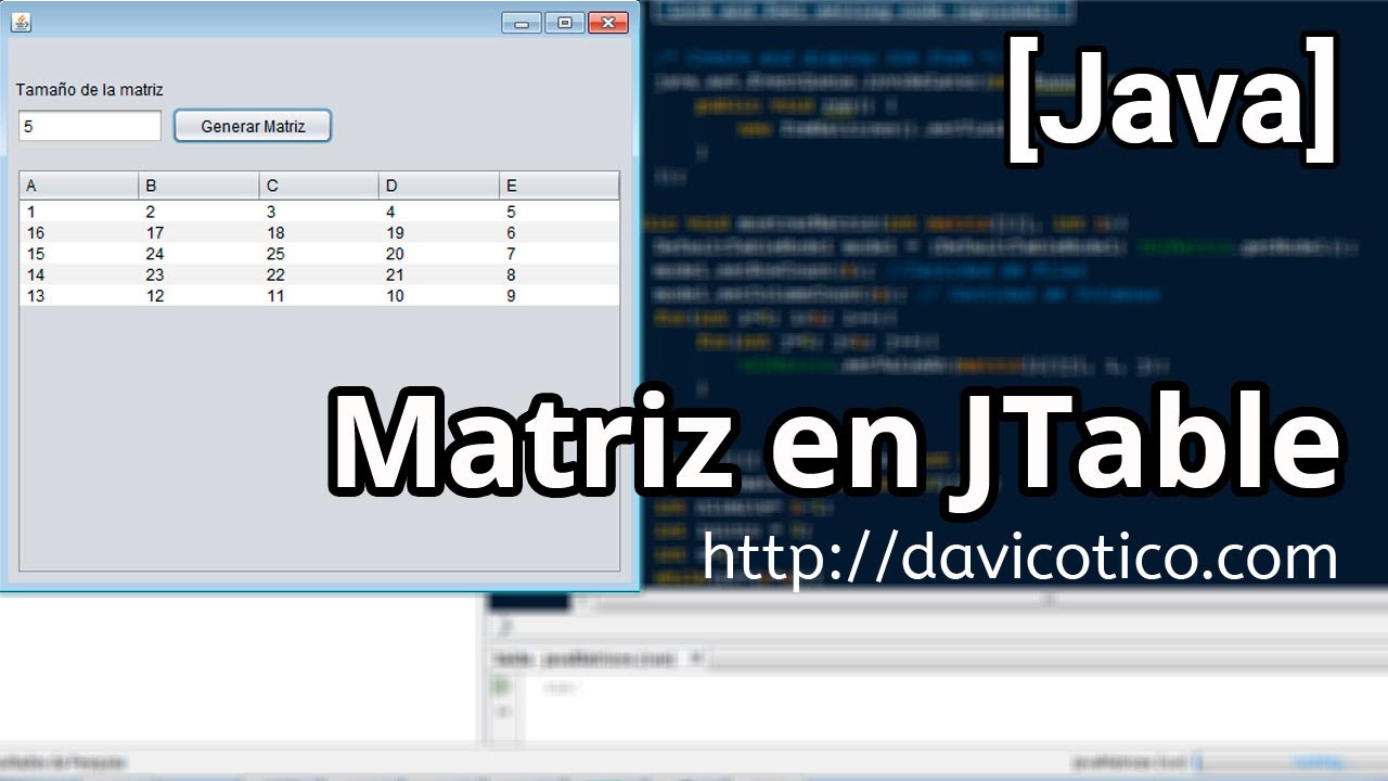Mostrar Matriz En Java Jtable Youtube
