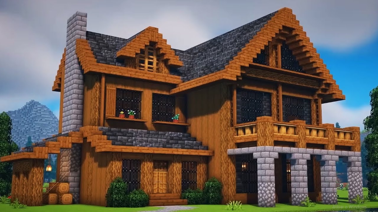 Minecraft Large Wooden Cabin Tutorial Youtube