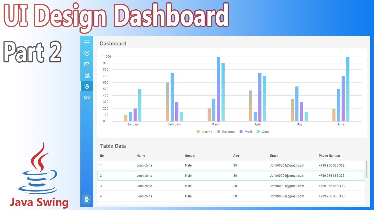 Java Swing Ui Design Dashboard Part 2 Youtube