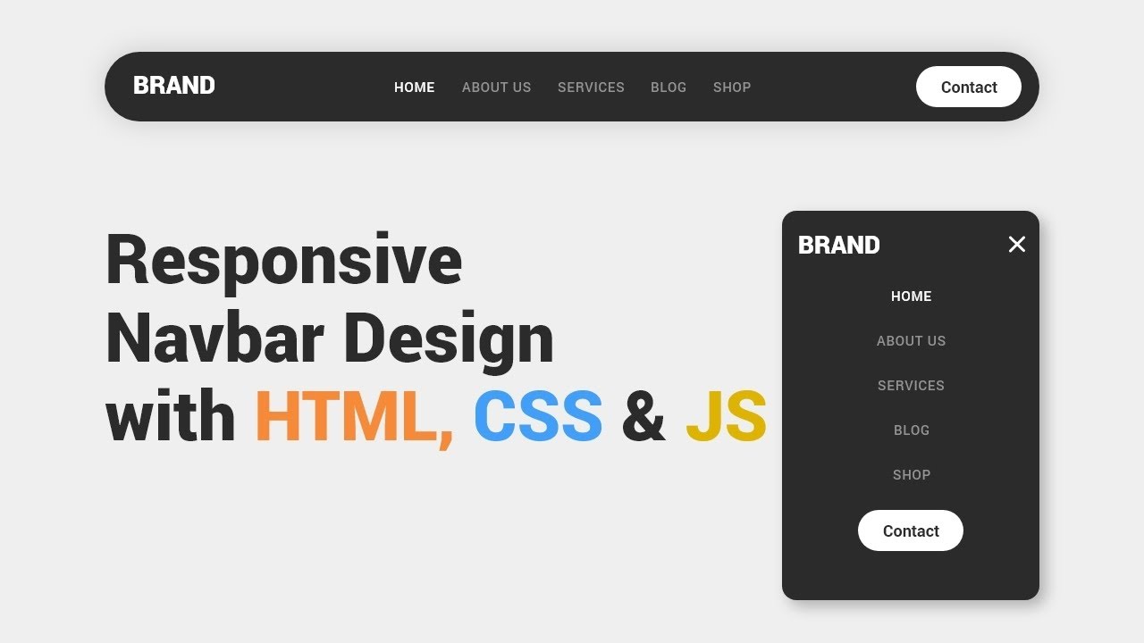 Responsive Navbar Design Using Html Css Js Youtube