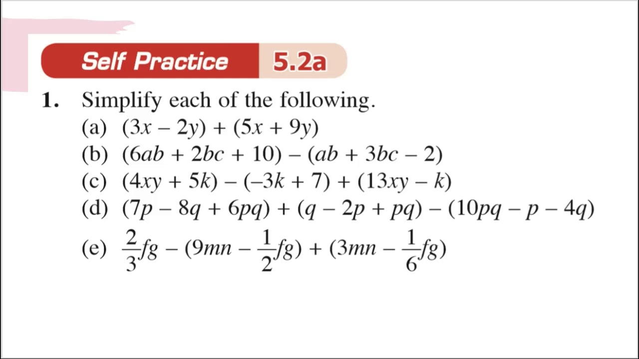 Simplifying Algebraic Expression Youtube