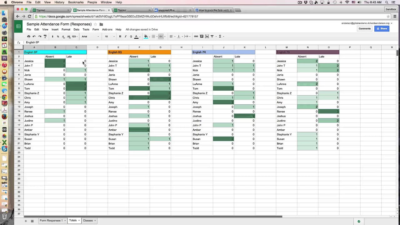 Google Sheets Roster Template