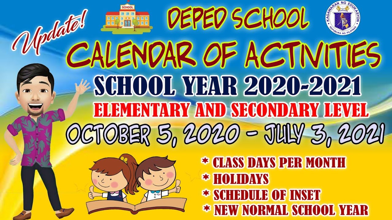 Deped School Calendar Of Activities For Sy 2020 2021 Youtube