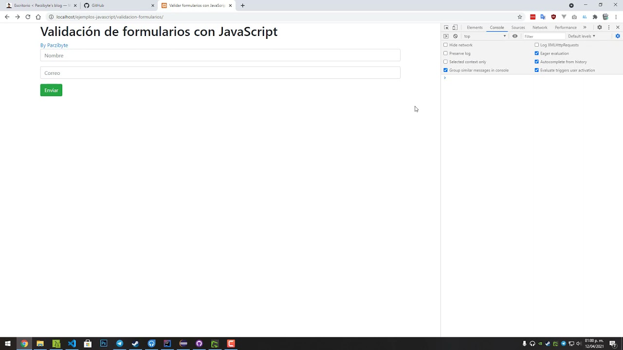 Validar Formularios Con Javascript Y Html Youtube