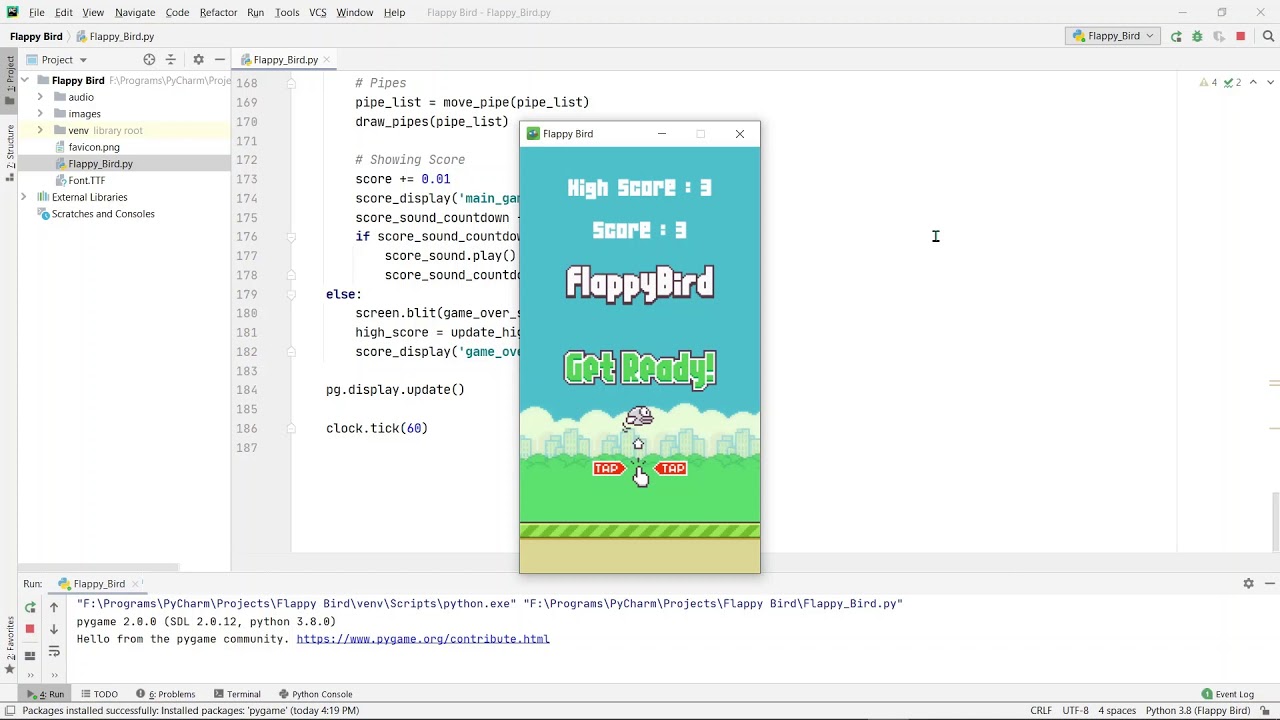 Flappy Bird Game Using Python Pygame Source Code On Github Rajan