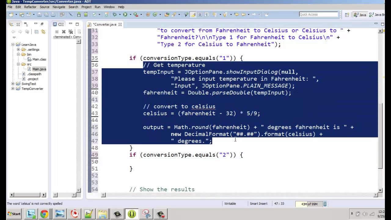 Basic Java Temperature Converter Part 3 Youtube