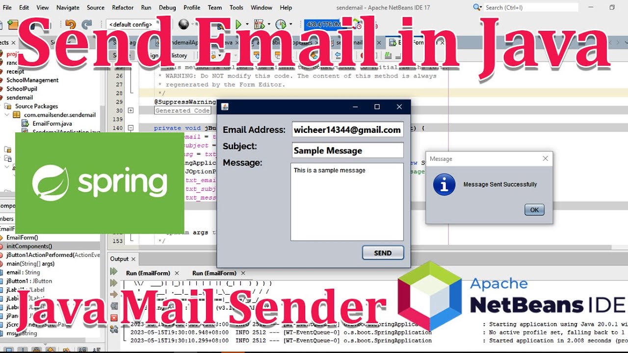 Java Programming 14 Send Email In Java Java Mail Sender Send