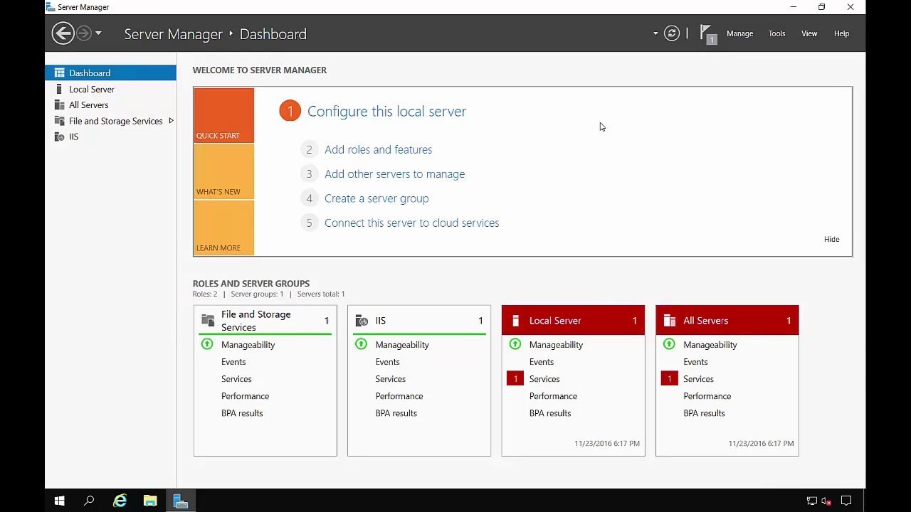 Server 2016 Dashboard Youtube