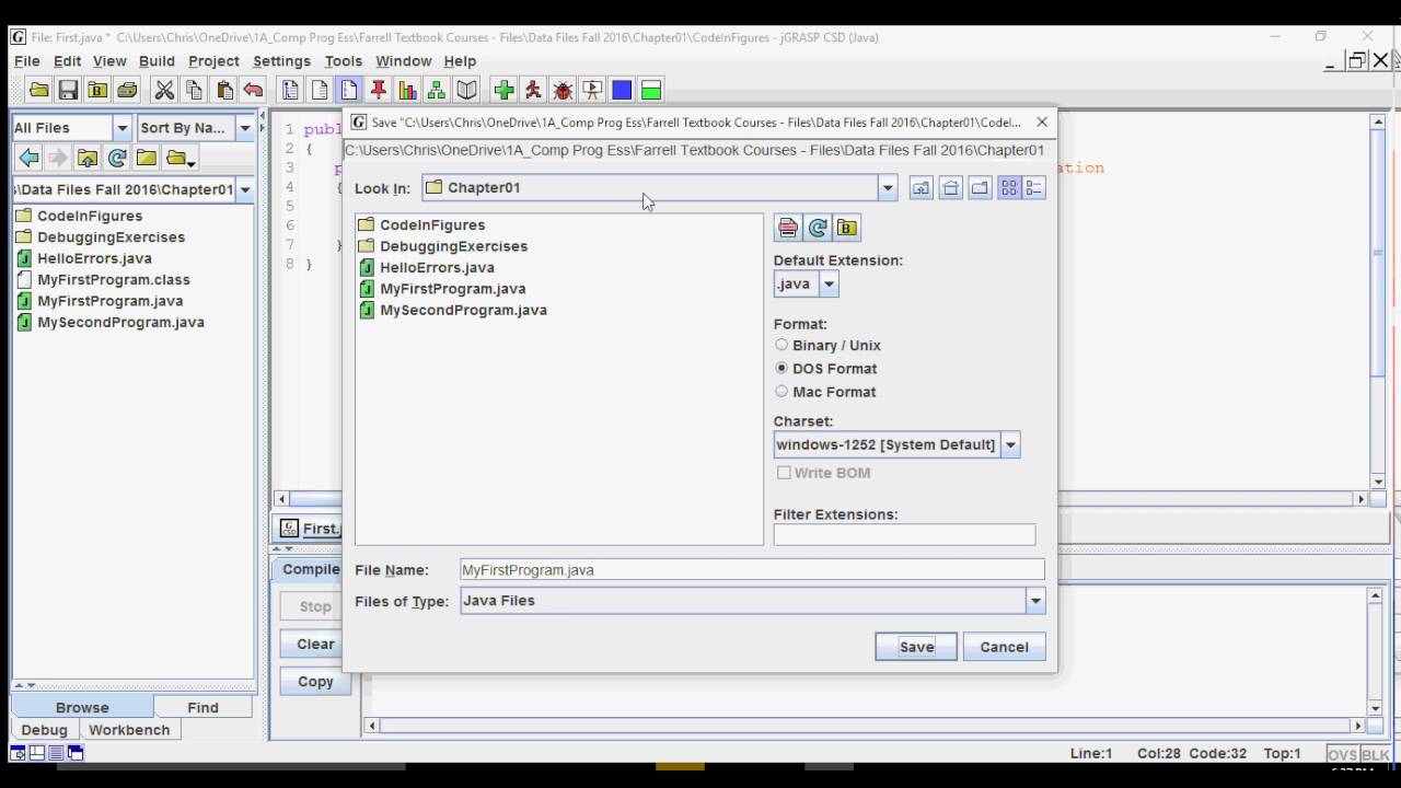 Jgrasp Window Java Class Template Part 1 Youtube