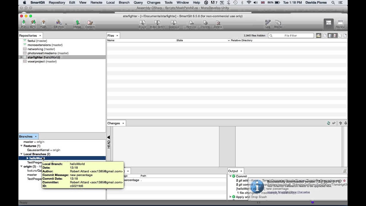 Smartgit Creating A New Branch From A Feature Youtube