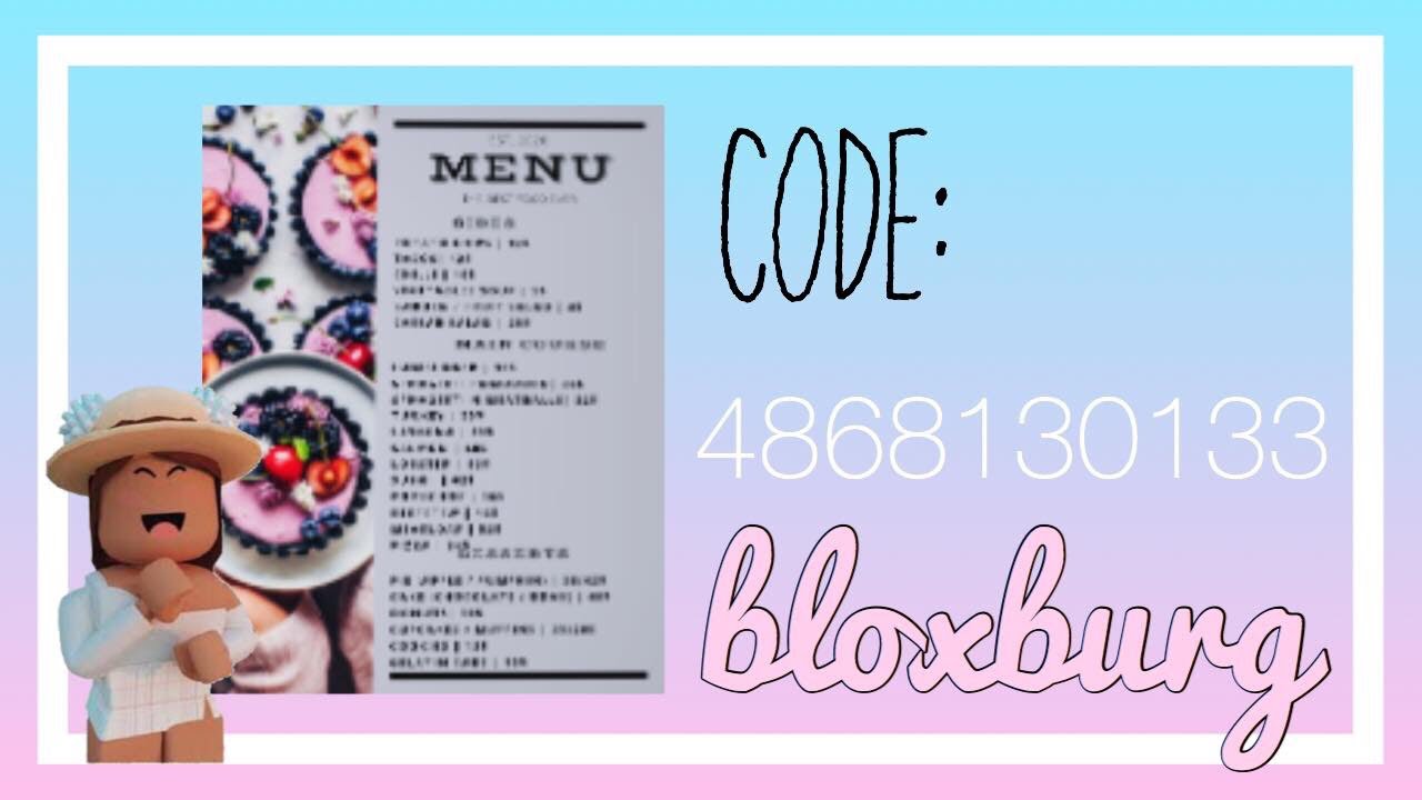 Aesthetic Cafe Menu Codes Roblox Bloxburg Youtube