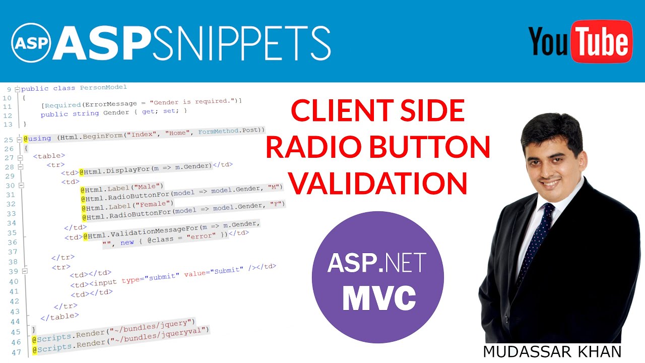 Client Side Radiobutton Validation In Asp Net Mvc Youtube
