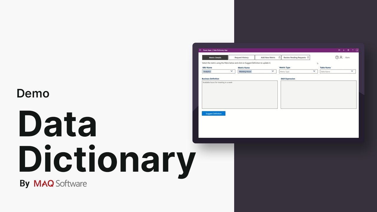 Data Dictionary Demo Youtube