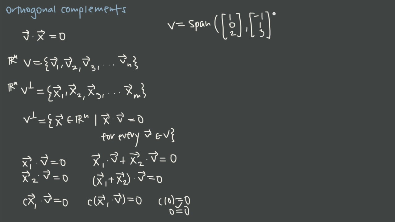 70 Orthogonal Complements Math Linear Algebra Youtube