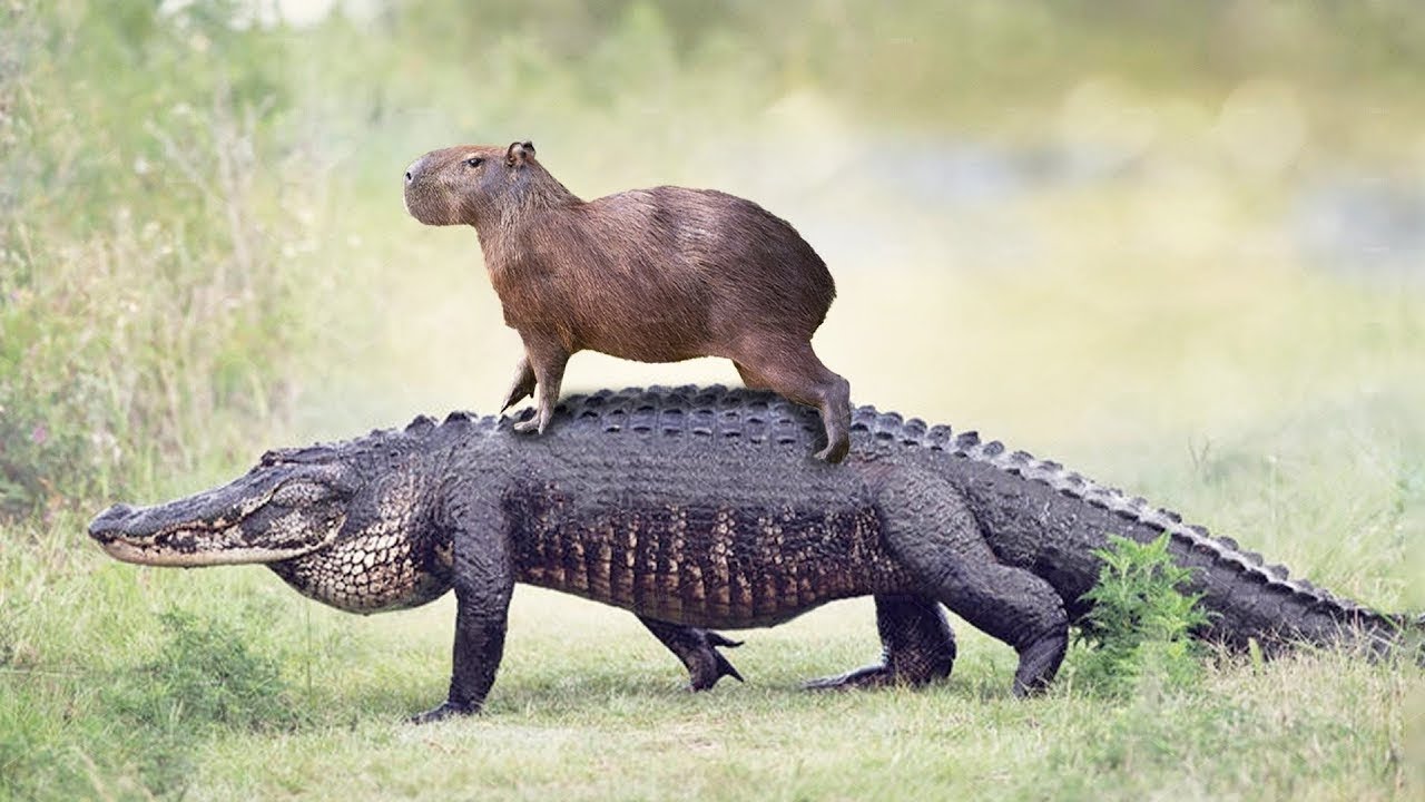 Capybara Riding An Alligator Would You Believe It Youtube