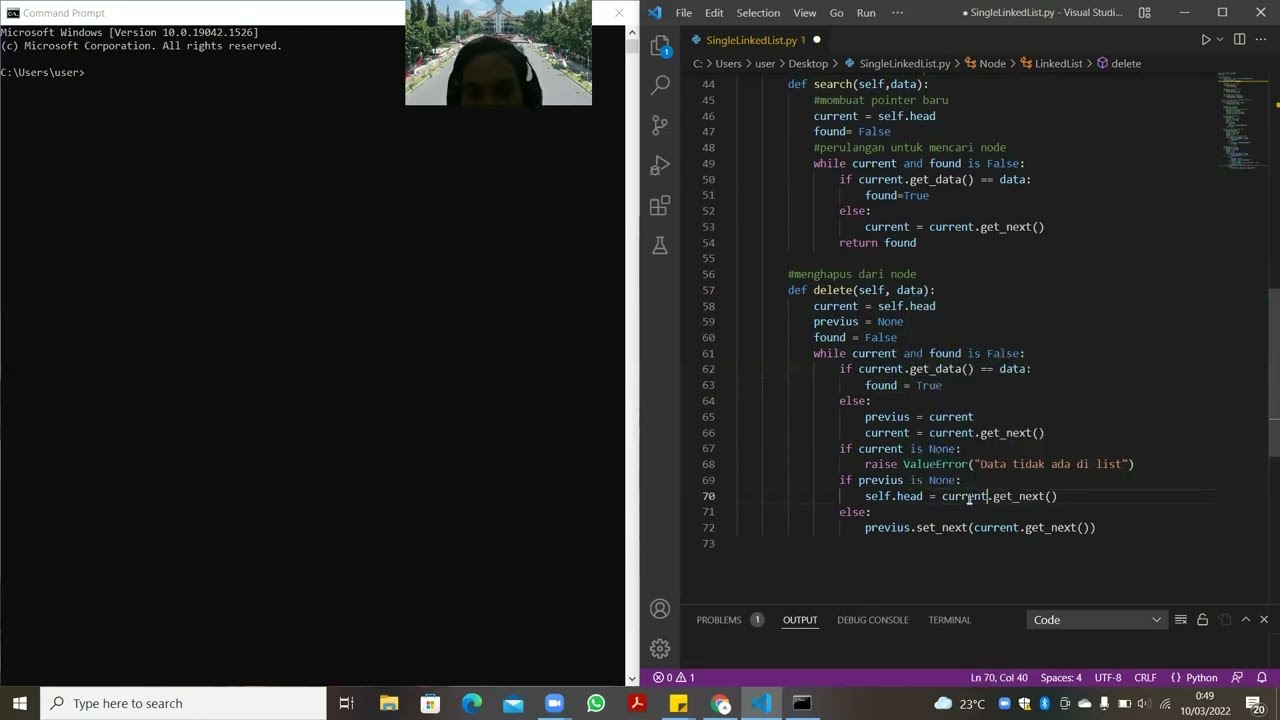 Single Linked List Using Python Code Youtube