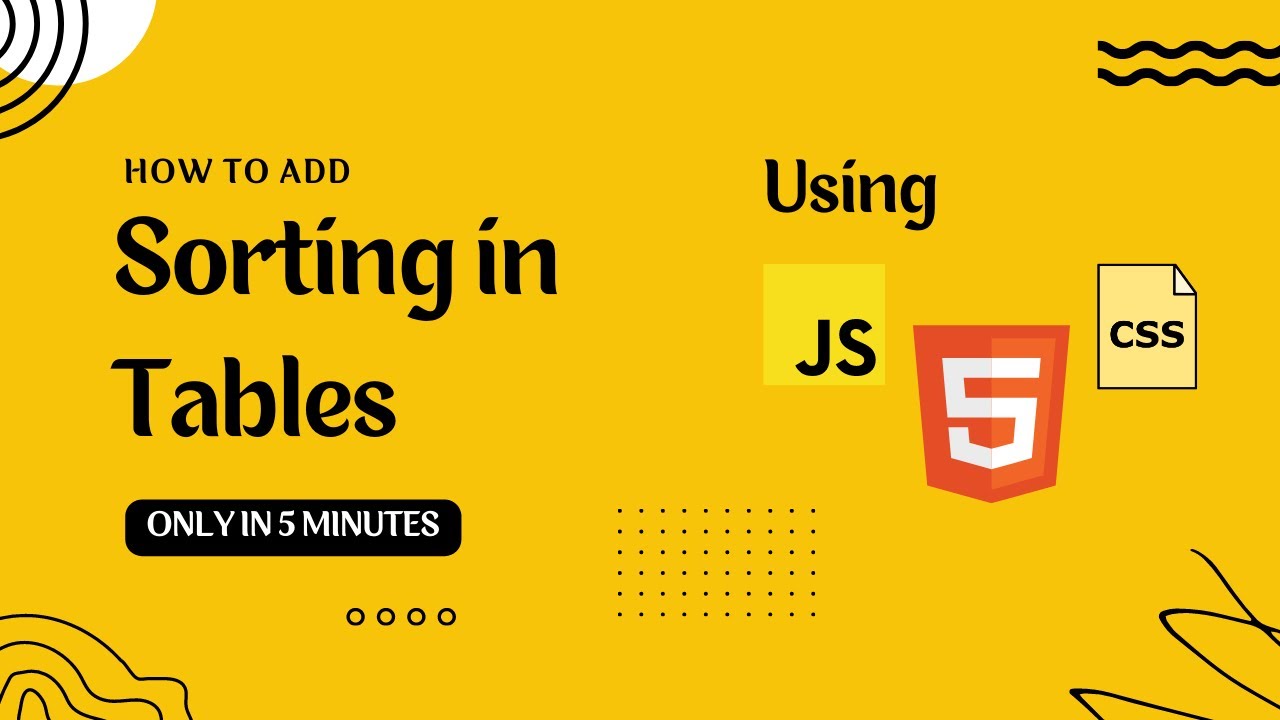 Sorting In Tables Using Html Javascript Js Css Youtube