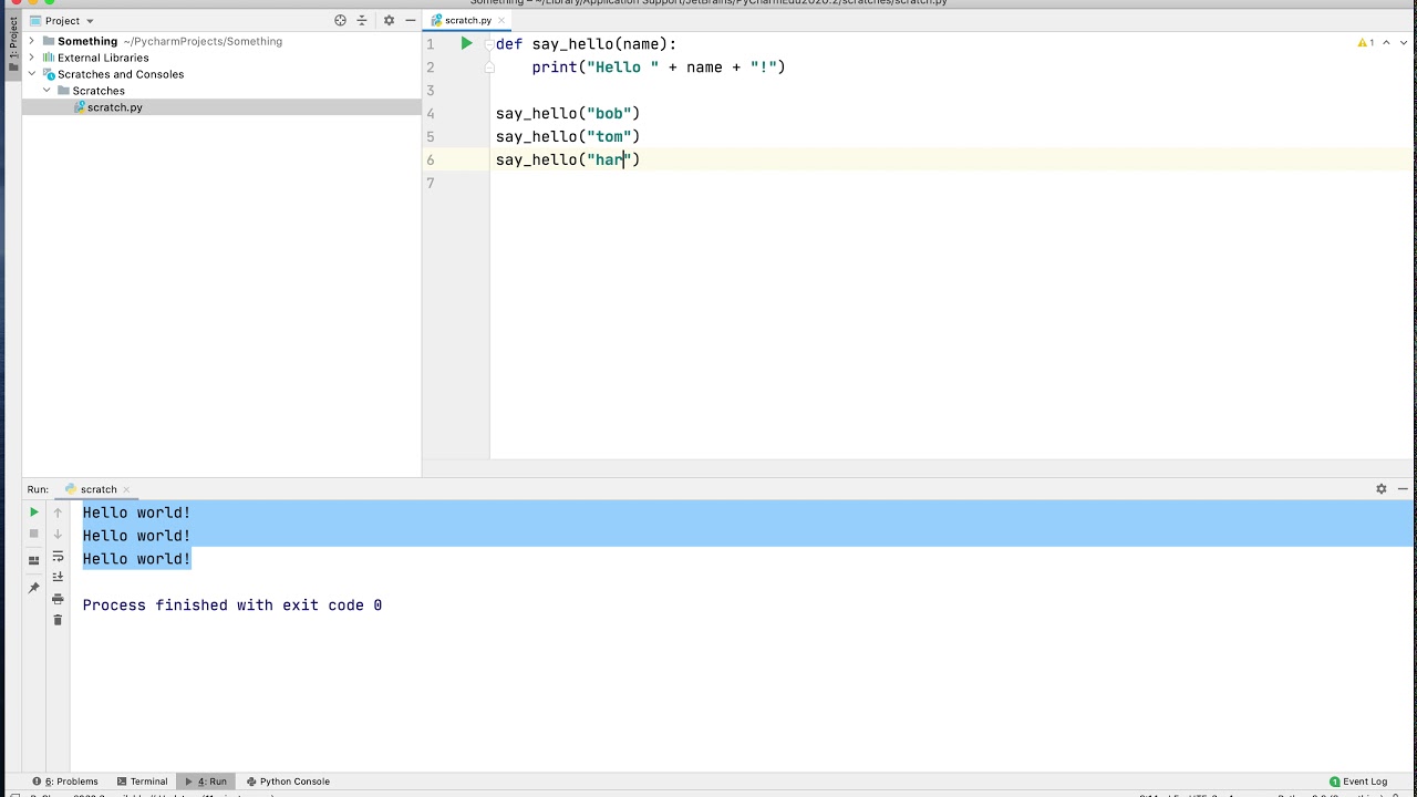 Writing Python Functions In Pycharm Youtube