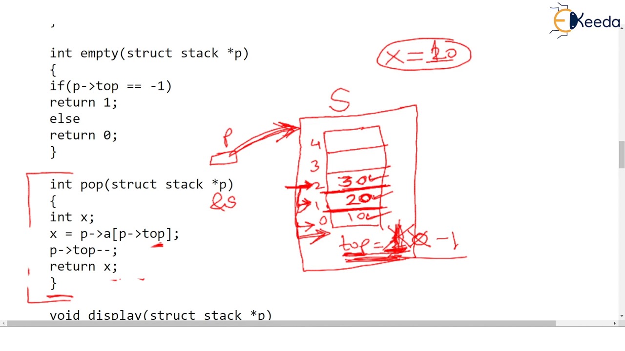 Stack Using Array Part 3 Pop And Display Operation Youtube