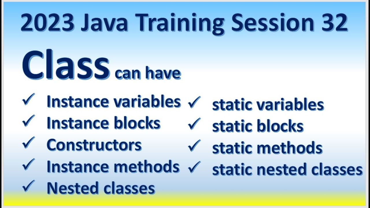 2023 Java Training Session 32 Class Instance Variable Block
